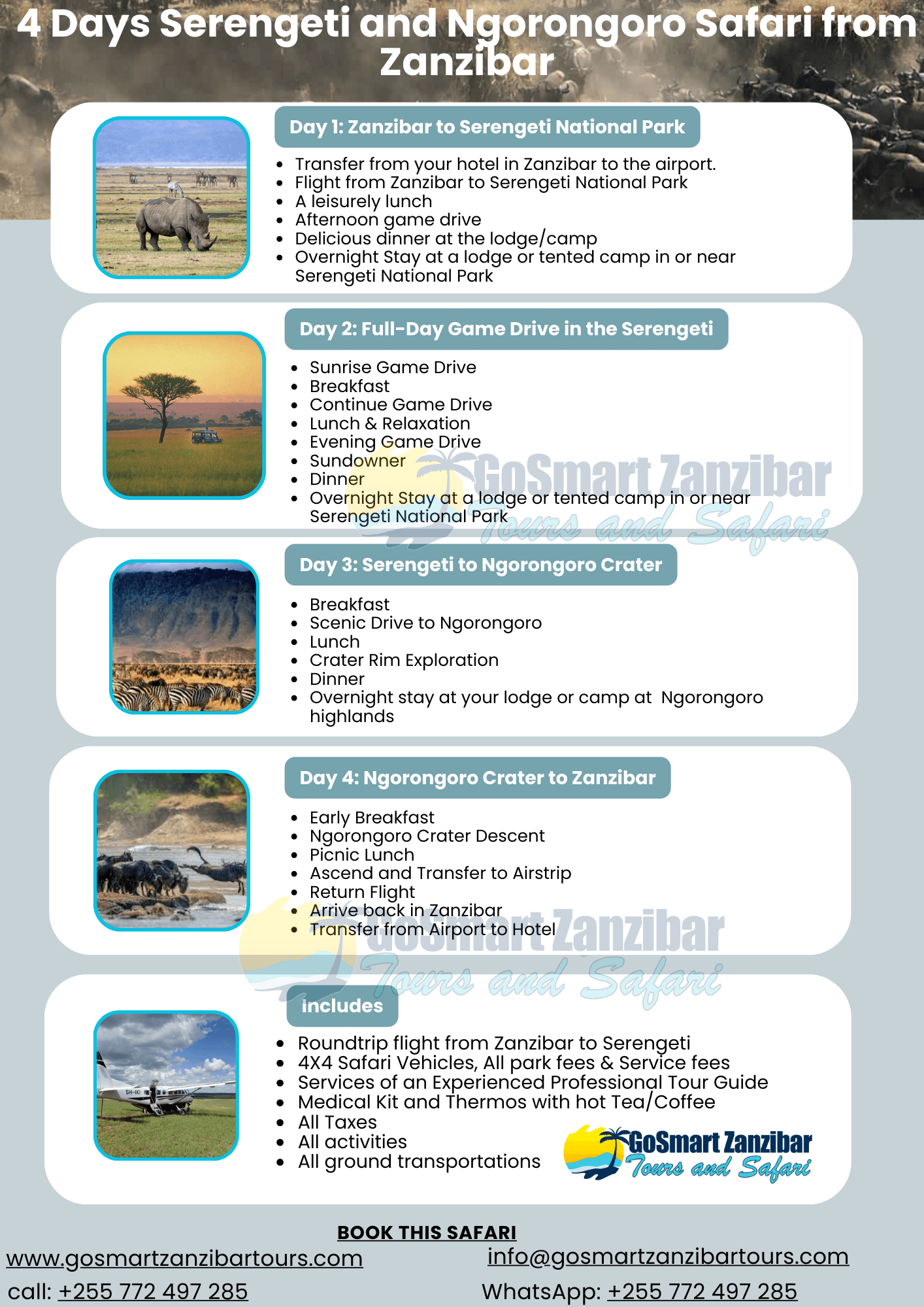 4 Days Serengeti And Ngorongoro Safari From Zanzibar