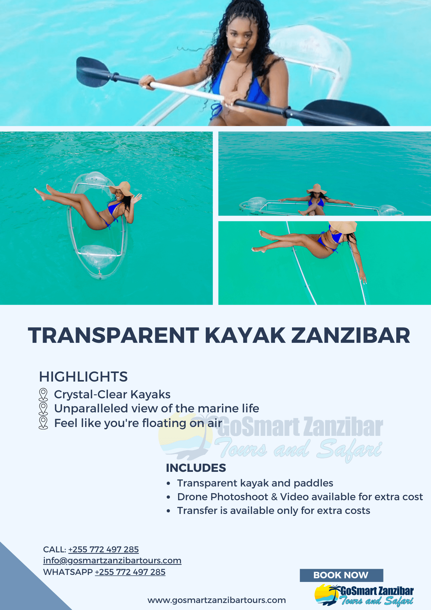 Transparent Kayak Zanzibar Tour | Clear Kayak | Book Now